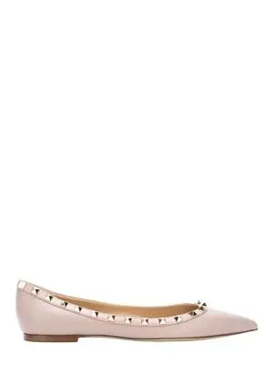 Valentino Garavani Rockstud Leather Ballerinas - Powder