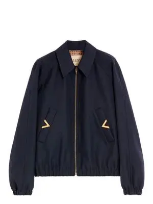 Valentino Garavani V Gold Wool Blend Blouson Jacket - Blue