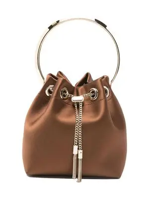 JIMMY CHOO Bon Bon Leather Bucket Bag Brown
