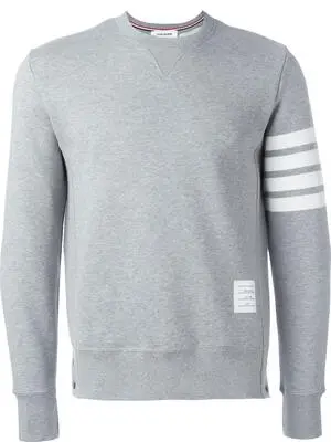 Thom Browne Cotton Crewneck Sweatshirt - Light Grey