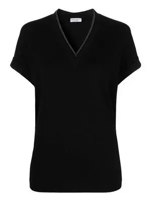 Brunello Cucinelli Cotton V-neck T-shirt - Black