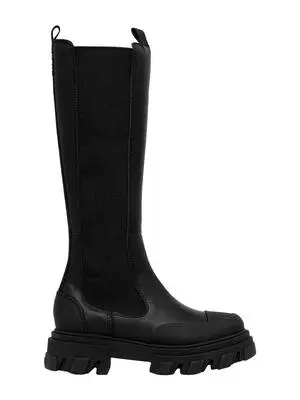 GANNI Cleated High Chelsea Boots - Black