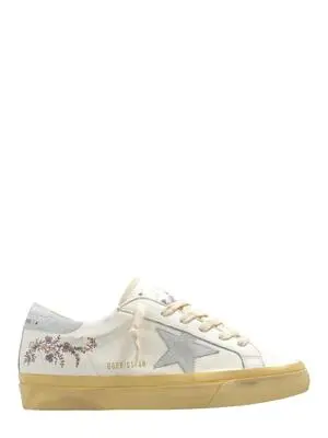 GOLDEN GOOSE Superstar Floral Embroidery - White