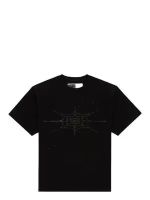 SP5DER Rhinestone Silk Tee - Black