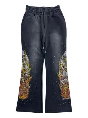 WHO DECIDES WAR Flame Glass Hardware Sweatpant Grey