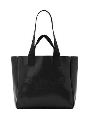 ALLSAINTS Izzy Branded Leather Tote Bag - Black