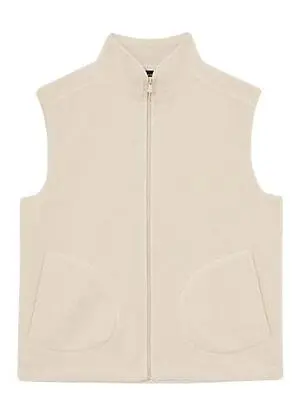 REISS Capriano Zip-up Fleece Gilet - Ecru