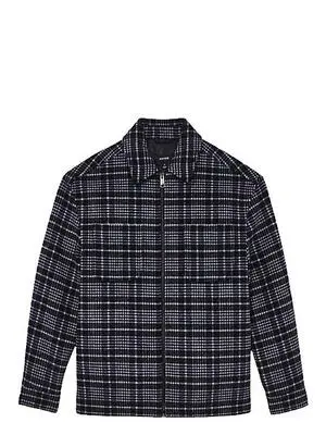 REISS Vitarli Checked Padded Wool-blend Overshirt - Blue