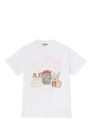 GANNI Cute Animals Organic Cotton T-shirt - White