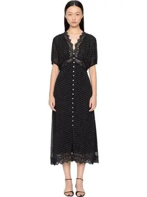 Sea Melody Polka Dot Dress - Black