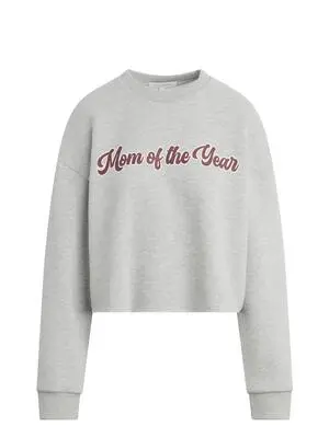 FAVORITE DAUGHTER Mom Of The Year Crop Sweatshirt - Heather Grey/burgundy
