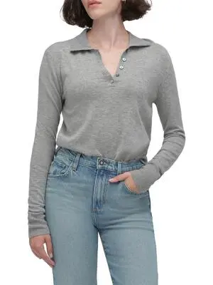 FAVORITE DAUGHTER The Cleo Merino Wool Blend Henley Sweater - Heather Grey