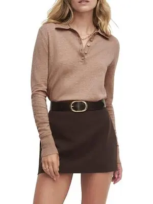 FAVORITE DAUGHTER The Cleo Merino Wool Blend Henley Sweater - Mocha