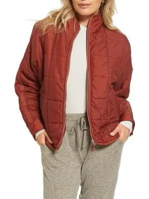 THREAD & SUPPLY Quilted Zip-up Jacket - Mahogany