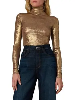 Joe's Jeans Metallic Turtleneck Top - Gold