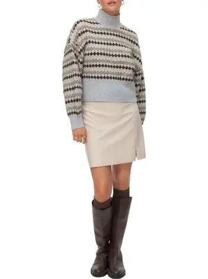 Vero Moda Mixed Print Turtleneck Sweater - Light Grey Melange