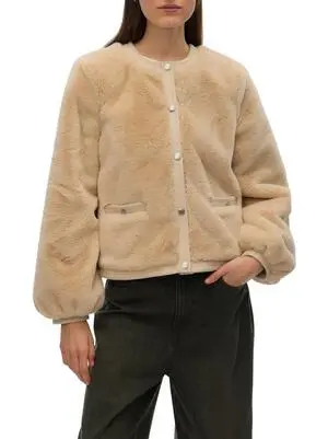 Vero Moda Faux Fur Jacket - Oatmeal