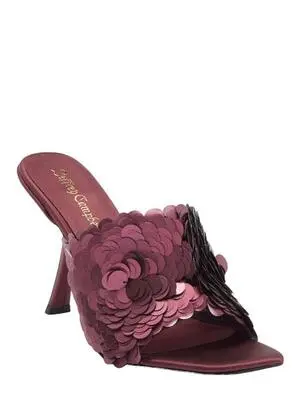Jeffrey Campbell Bailar Sequin Sandal - Wine Satin Combo