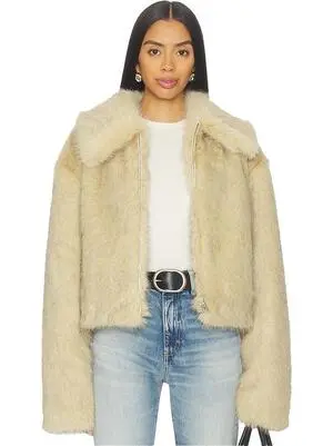 LOVERS AND FRIENDS Nina Faux Fur Jacket - Tan Natural