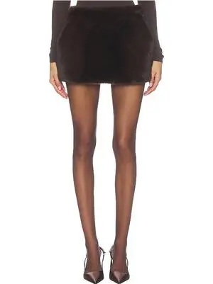 SUSANNA CHOW Sydney Faux Fur Skirt - Brown