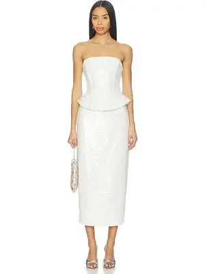 LOVERS AND FRIENDS Alexia Sequin Midi Dress - White Sequin