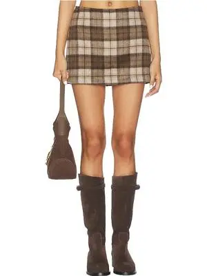 AFRM Low Rise Mini Skirt - Brown & Tan