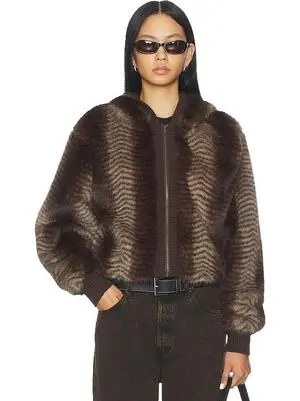 JADED LONDON Faux Fur Zip-up Jacket - Striped