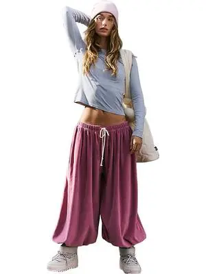 Free People Momentum Velour Pants - Rosewood
