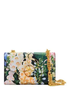 Oscar De La Renta Floral-appliqué Chain Shoulder Bag - Green