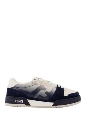 Fendi Match Leather Sneakers With Suede Inserts - Blue