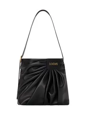 Loewe Leather Draped Tote Bag - Black