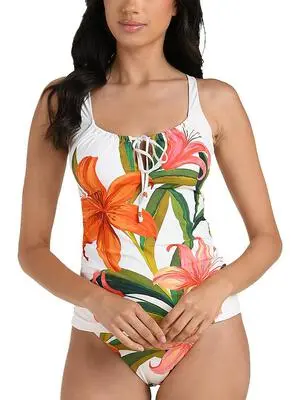 La Blanca Jungle Blossoms Sweetheart Tankini Top - Multi