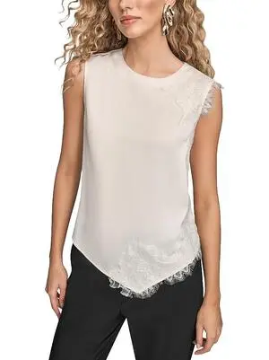Donna Karan New York Lace Trimmed Top - Black