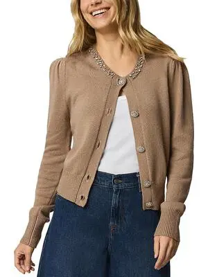 Splendid Crewneck Cardigan Sweater - Macchiato