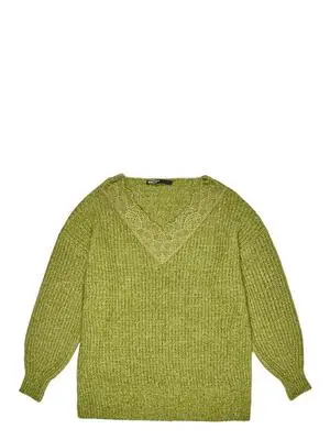 Bimba Y Lola Lace V-neck Sweater - Kiwi