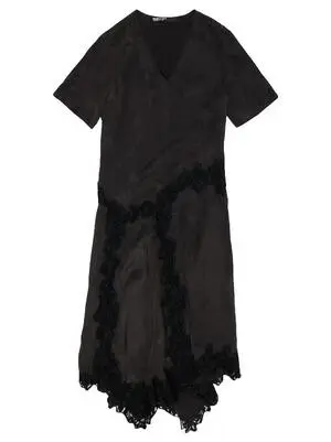 Bimba Y Lola Lace V-neck Lyocell Blend Dress - Washed Black