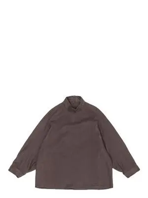 Bimba Y Lola Cotton/wool Mandarin Collar Shirt - Dark Brown