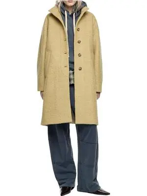Bimba Y Lola Boucle Wool Midi Coat - Lime