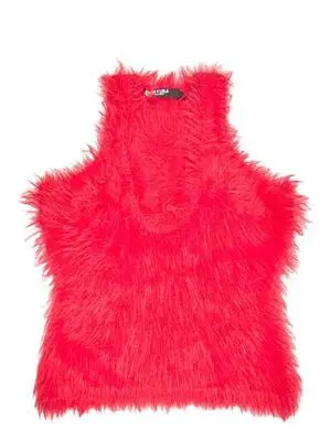 Bimba Y Lola Sleeveless Fur Top - Red