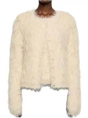 Bimba Y Lola Fur Cardigan - Beige
