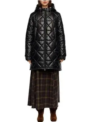 Bimba Y Lola Straight Hooded Puffer - Black