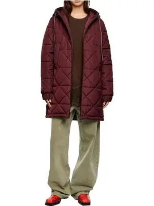 Bimba Y Lola Straight Hooded Puffer - Burgundy