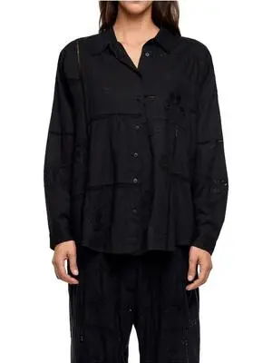 Bimba Y Lola Tonal Embroidery Shirt - Black