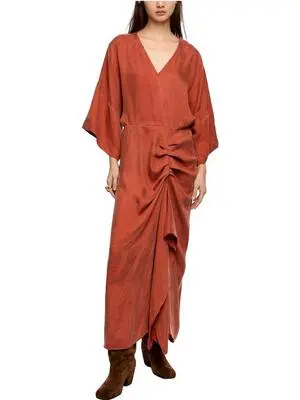 Bimba Y Lola Long Ruffle Dress - Burnt Orange