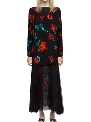 Bimba Y Lola Ribbon Roses Tulle Dress - Ribbon Roses Black