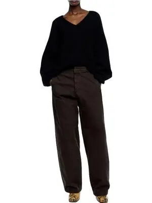 Bimba Y Lola Barrel Leg Ankle Jeans - Dark Brown