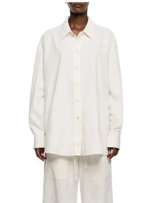 Bimba Y Lola Textured Cotton Long Sleeve Shirt - Ivory