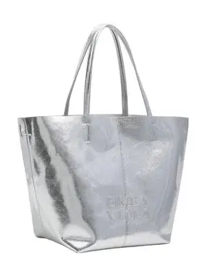 Bimba Y Lola Large Leather Shopper Bag - Silver