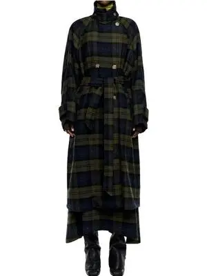 Bimba Y Lola Checked Double-face Double-breasted Coat - Khaki