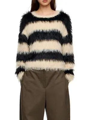 Bimba Y Lola Fur Cropped Sweater - Black